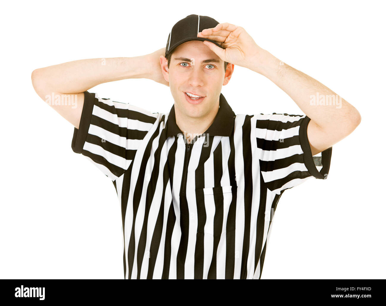 Caucasian male as American football referee. Isolated on white ...