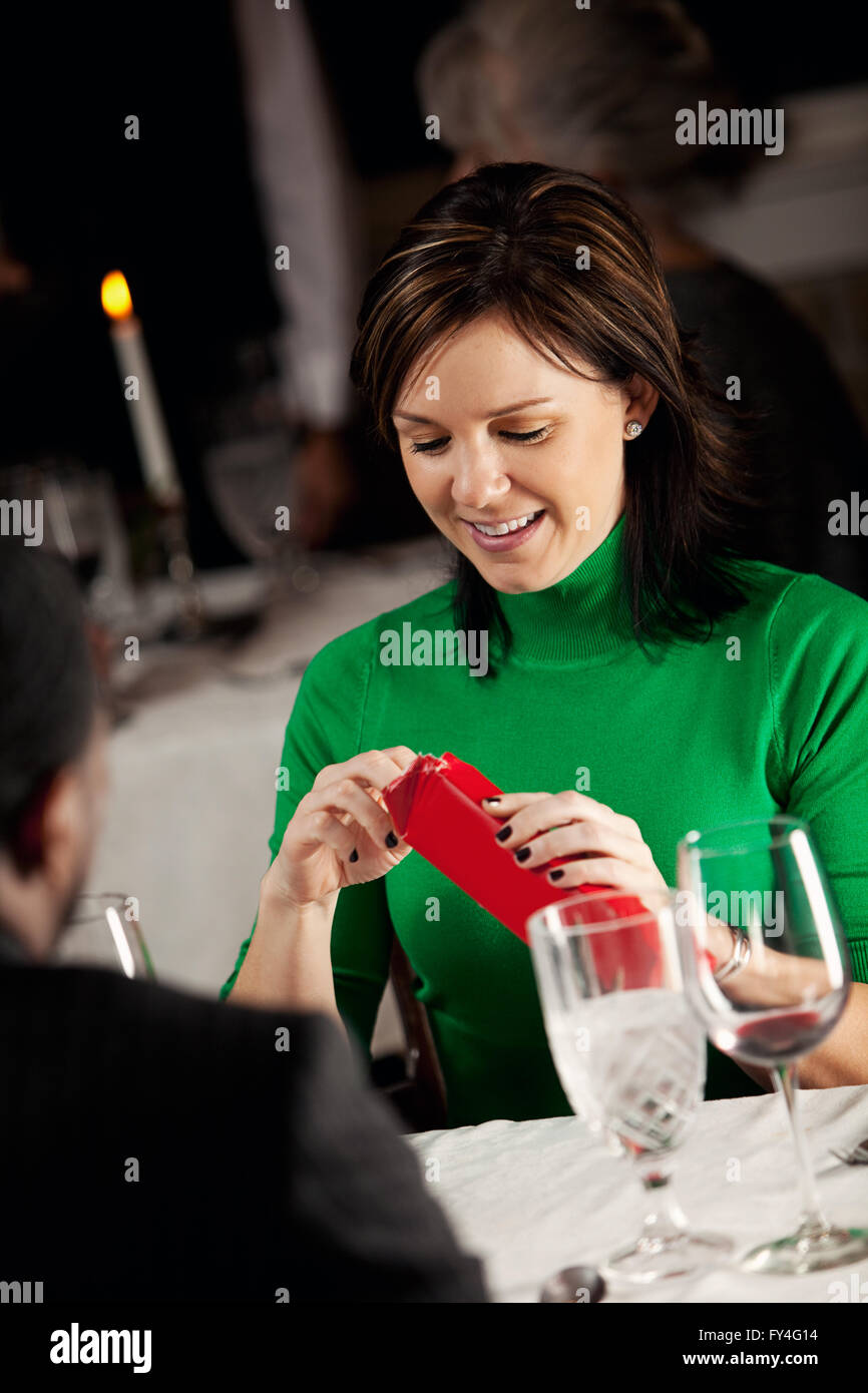 Series with a variety of people having a meal in a fancy restaurant ...
