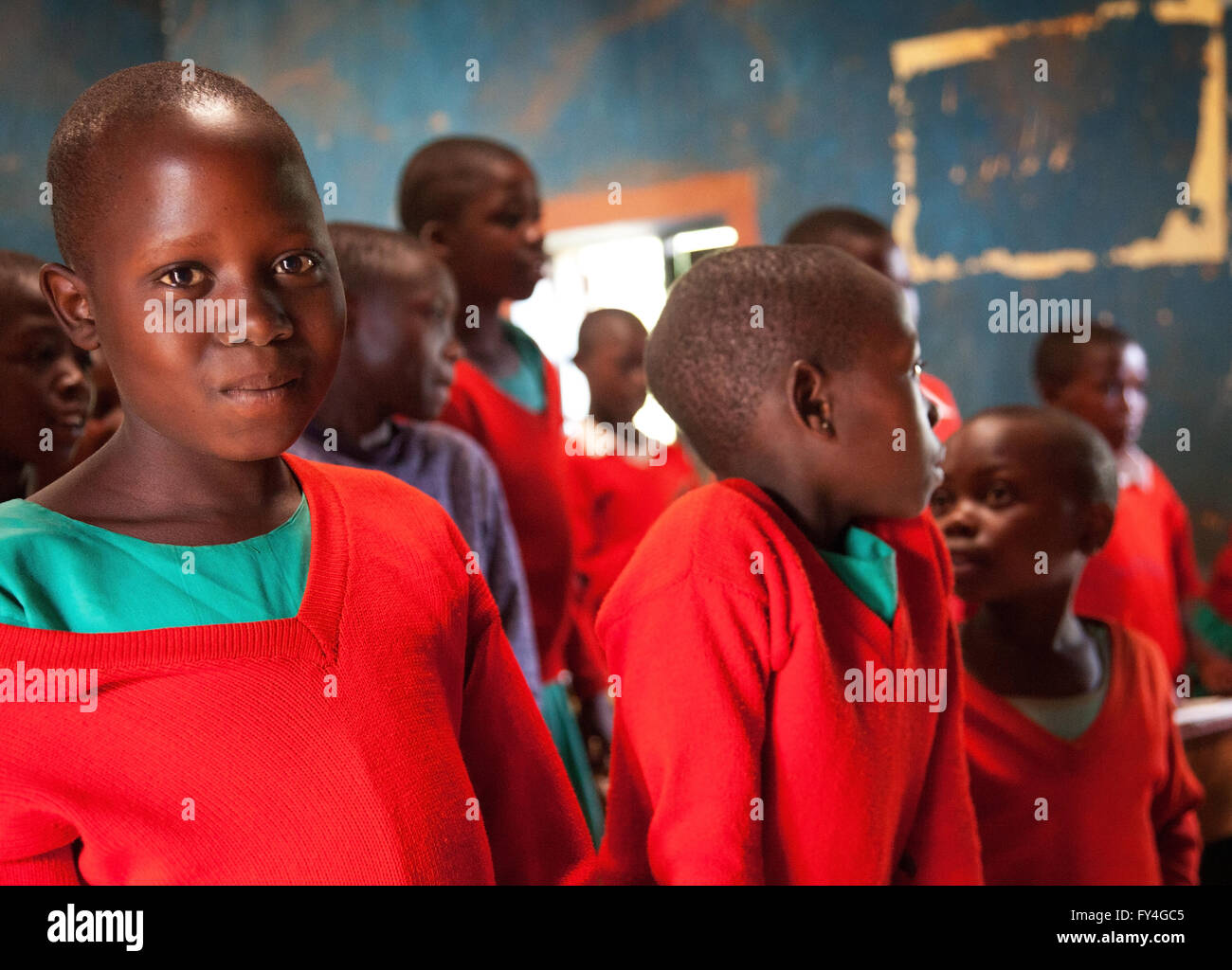 Photograph by © Jamie Callister. Ugandan school children, Lake Bunyonyi ...