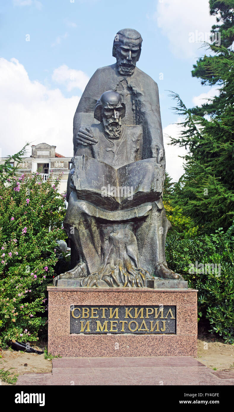 Saints Cyil and Methodius Statue, Ohrid, Macedonia Stock Photo - Alamy
