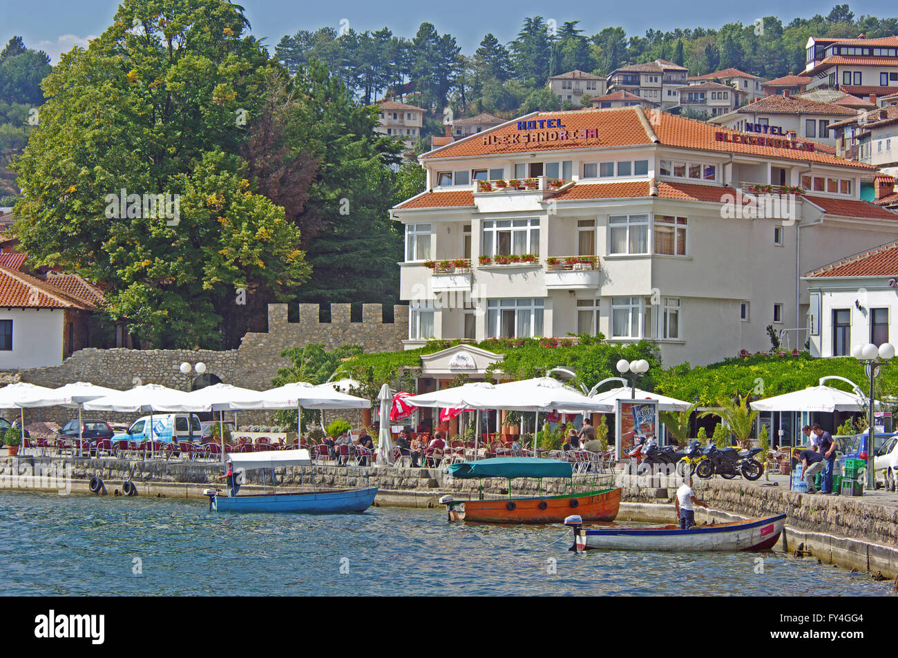 Hotel By Ohrid Lake, Ohrid, Macedonia Stock Photo - Alamy