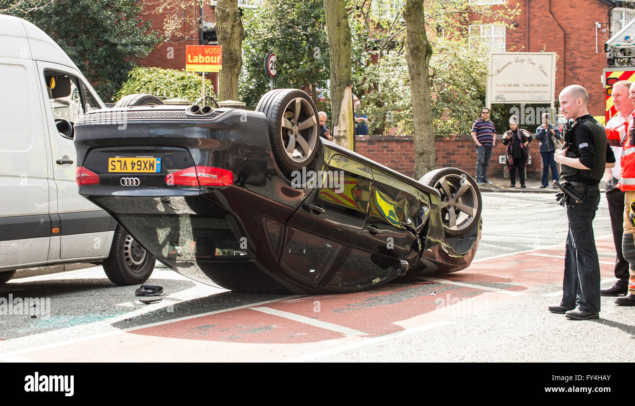 Car crash black audi upside hi-res stock photography and images - Alamy