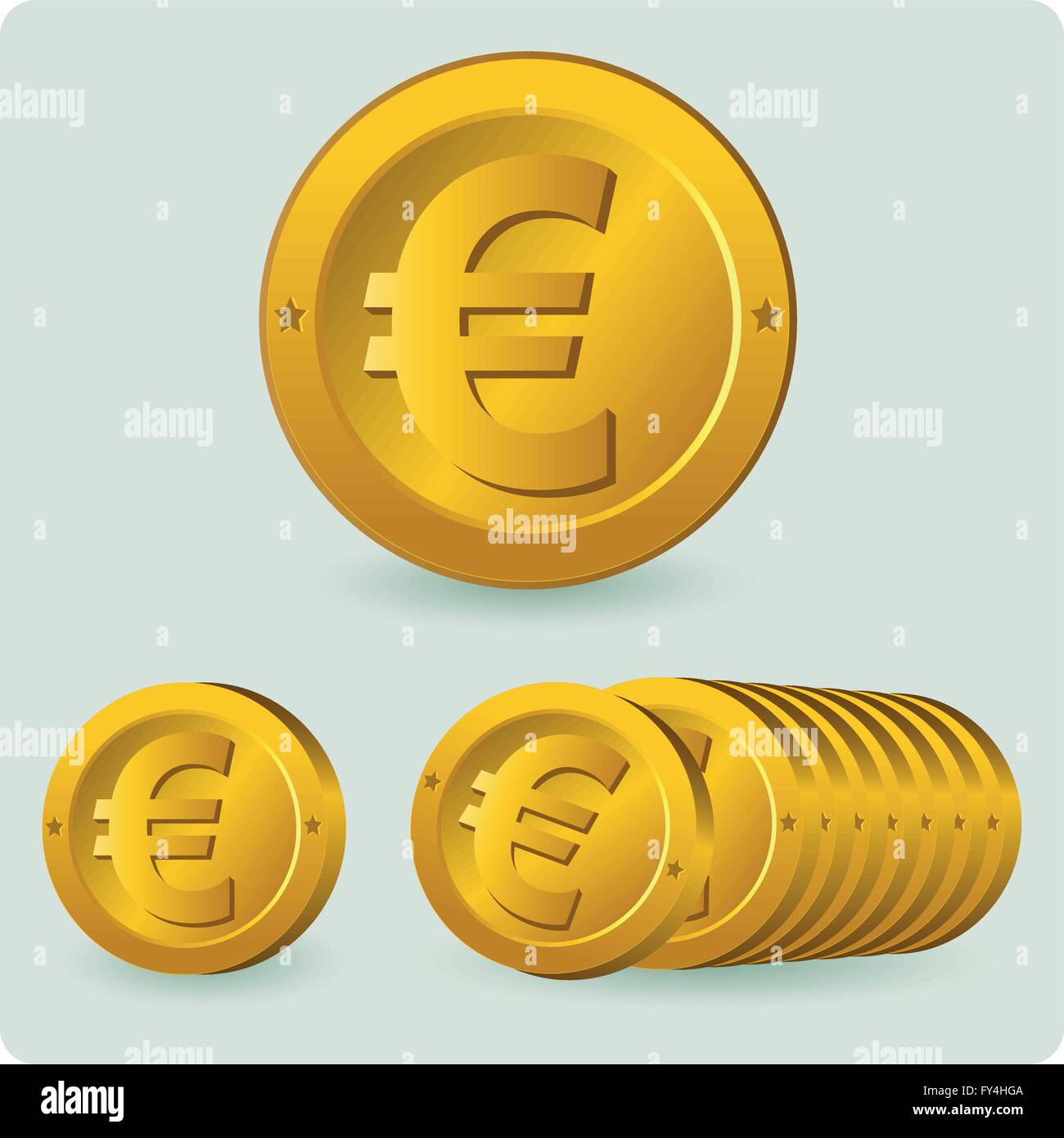 Euro coins. Euro currency symbol. Gold money coin. Vector illustration ...