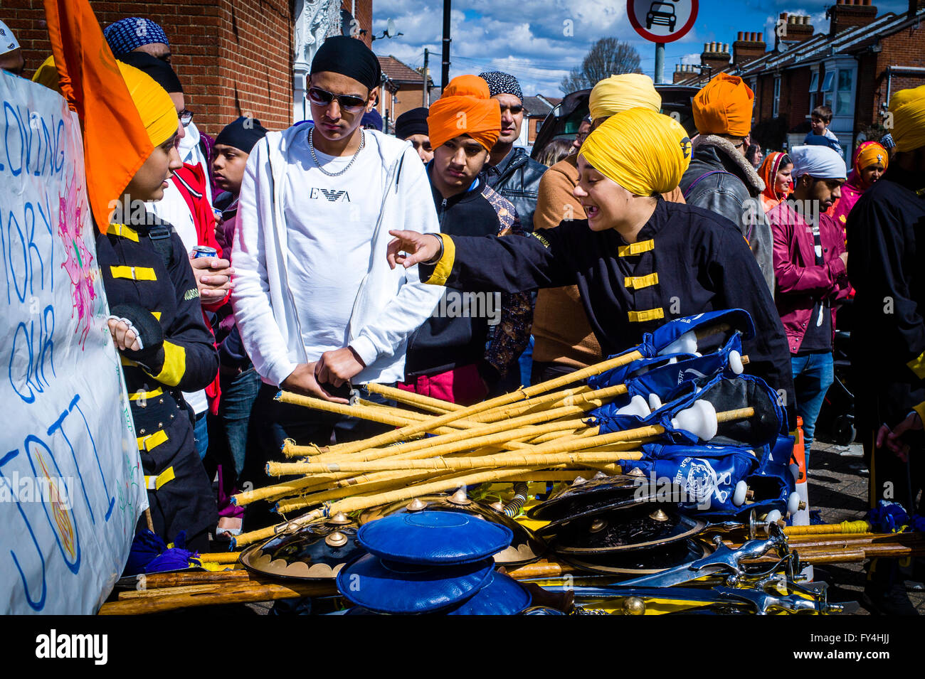 A member of the marshall arts demonstration team selects an item from ...