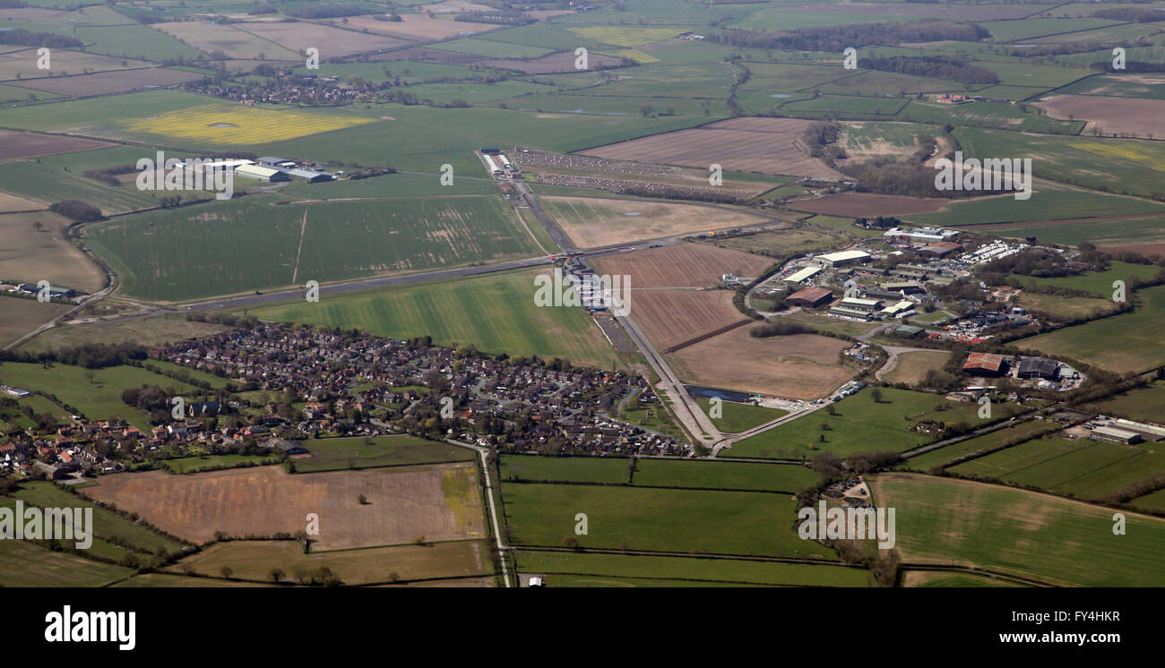 aerial view of Tockwith Airfield near Wetherby in West Yorkshire, UK ...