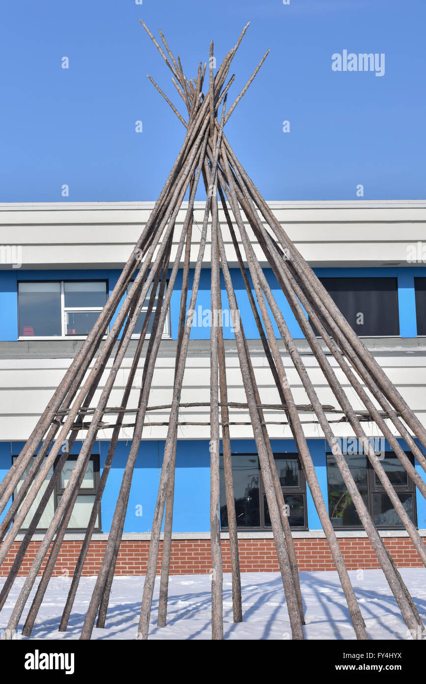 Teepee Waskaganish Northern Quebec Cree community Stock Photo - Alamy