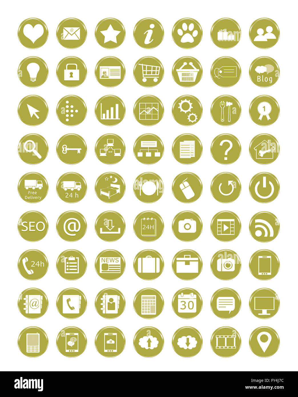 Set of web icons in gold color Stock Photo - Alamy