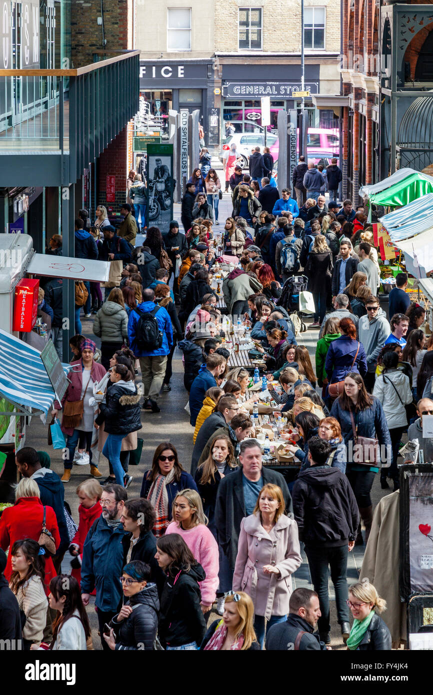 People Shopping In Old Spitalfields Sunday Market, London, England ...