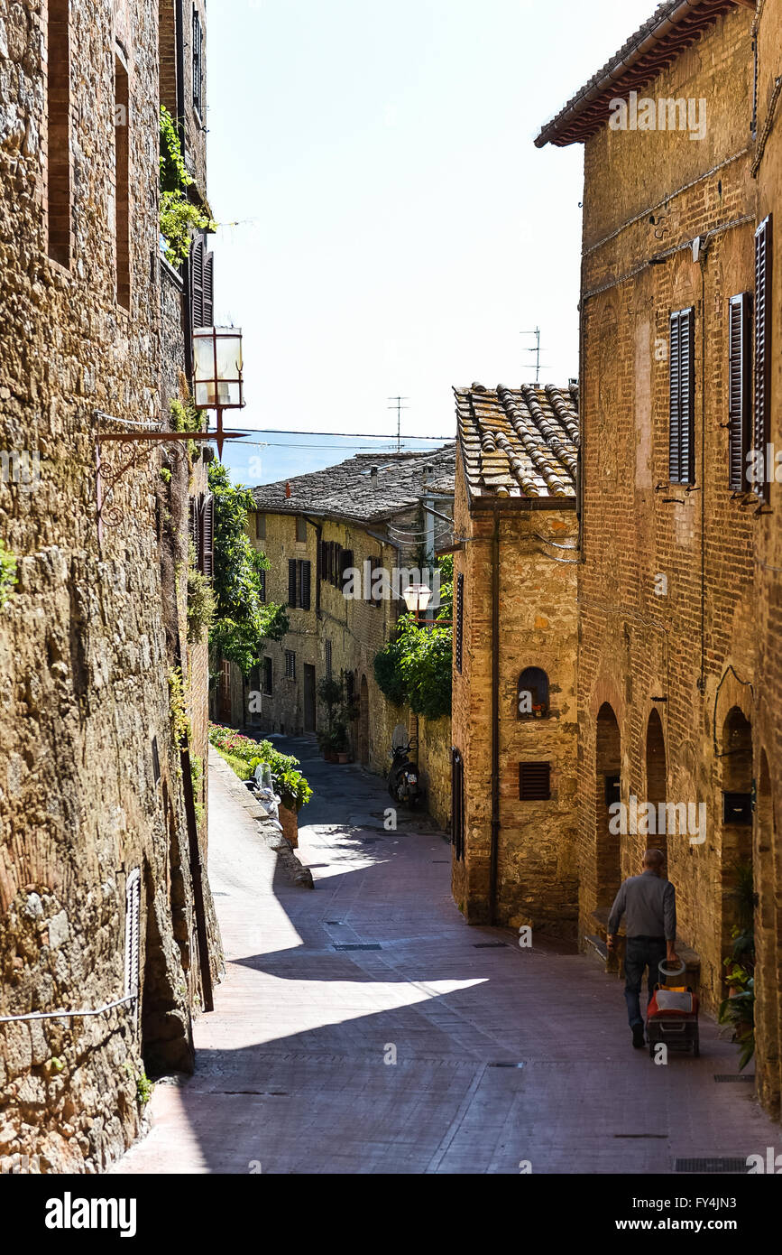 Man Walking Down On Italian Street Stock Photo - Alamy