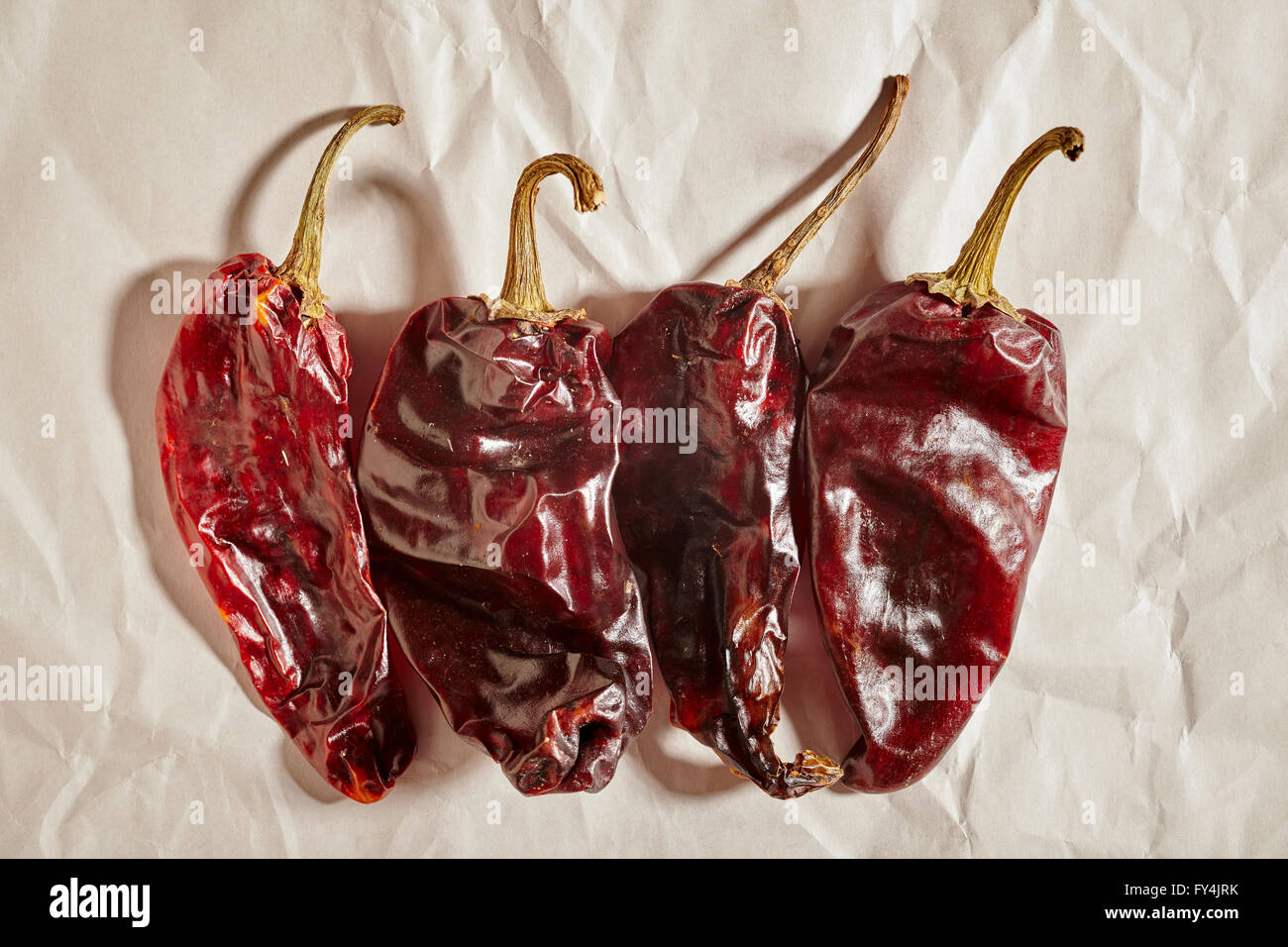 Dried red New Mexico Chile Pods. Also called Anaheim chiles Stock Photo ...