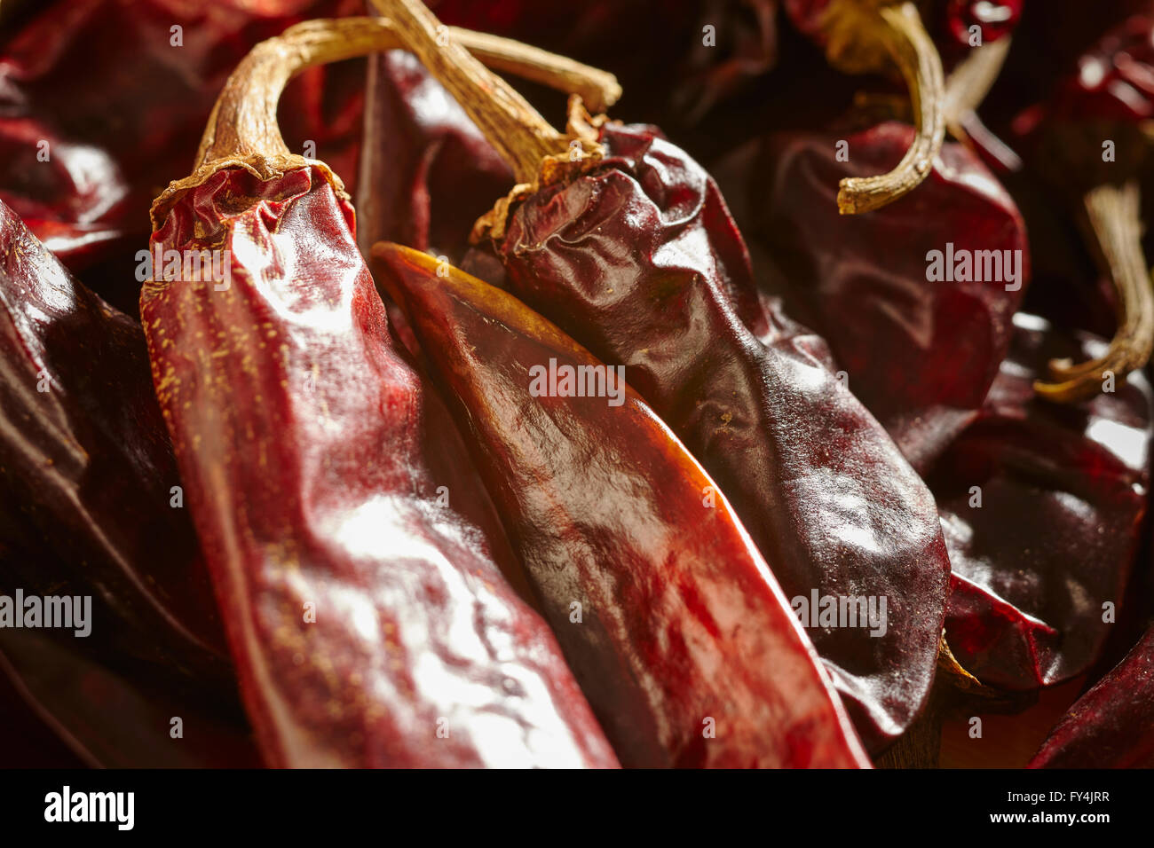 Dried red New Mexico Chile Pods. Also called Anaheim chiles Stock Photo ...