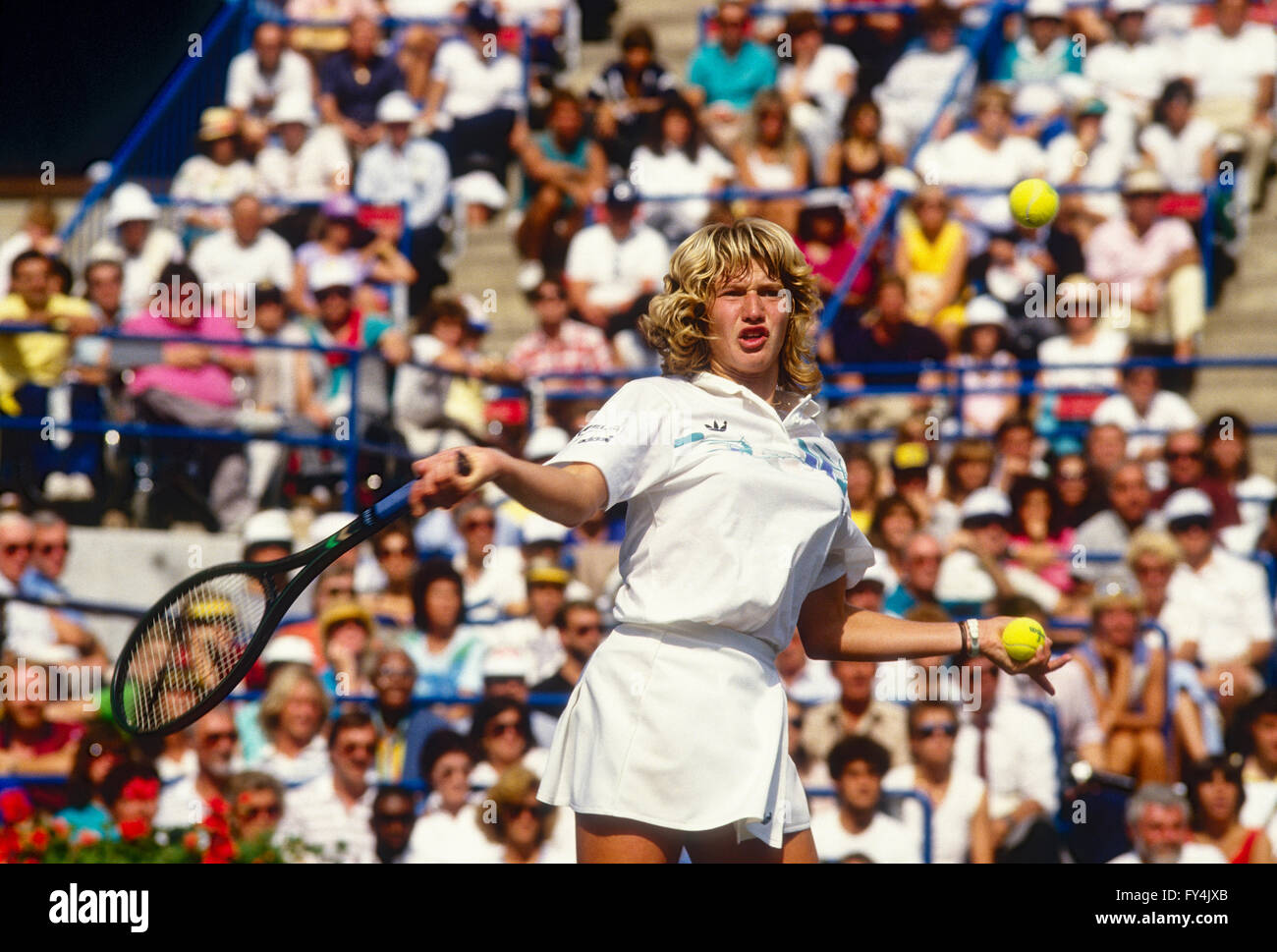 Steffi Graf (GER) competing at the 1986 US Open Stock Photo - Alamy