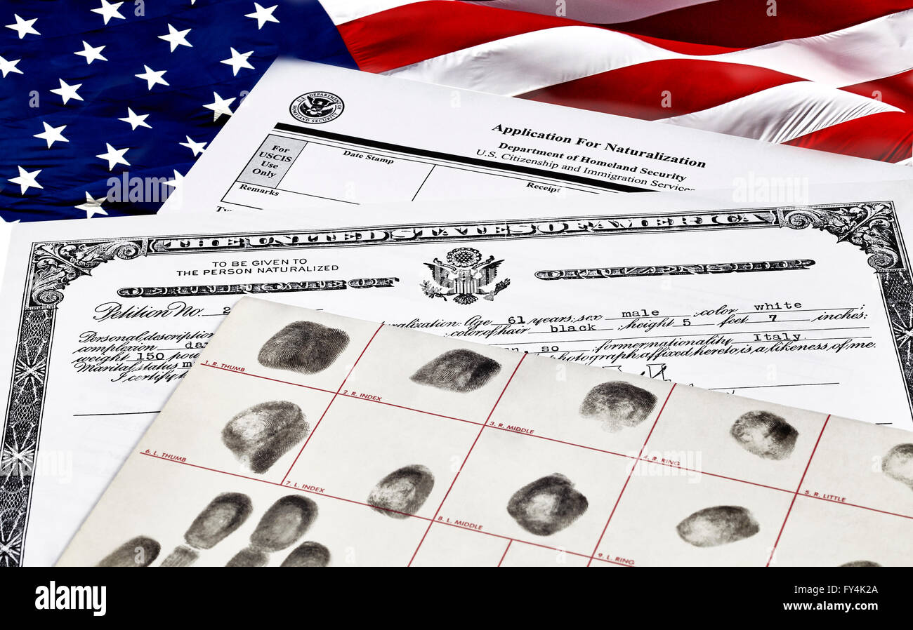 Certificate of Citizenship, fingerprint card and application for ...