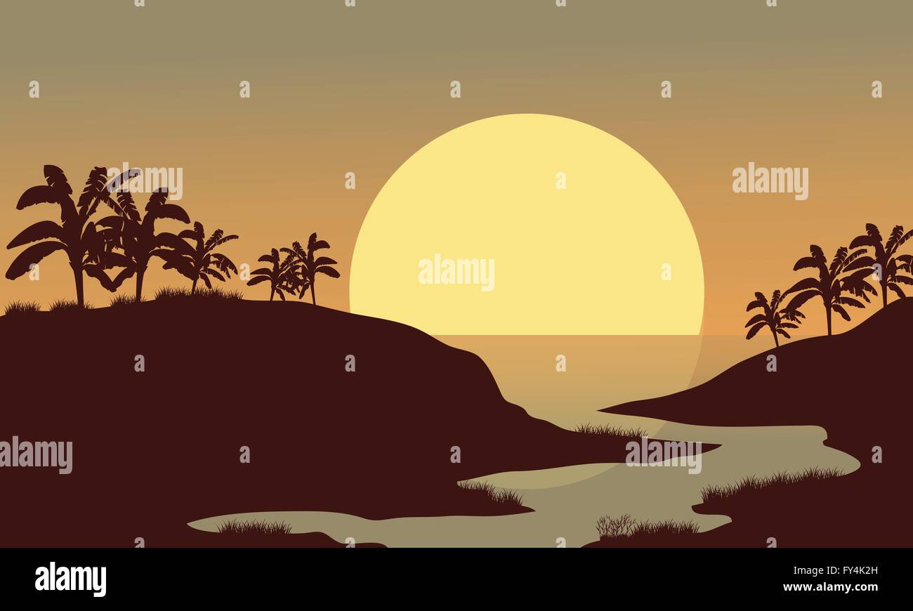 Riverside sunset Stock Vector Images - Alamy