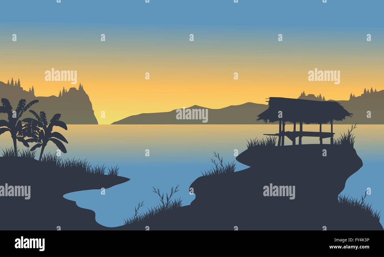 Small house on lake Stock Vector Images - Alamy