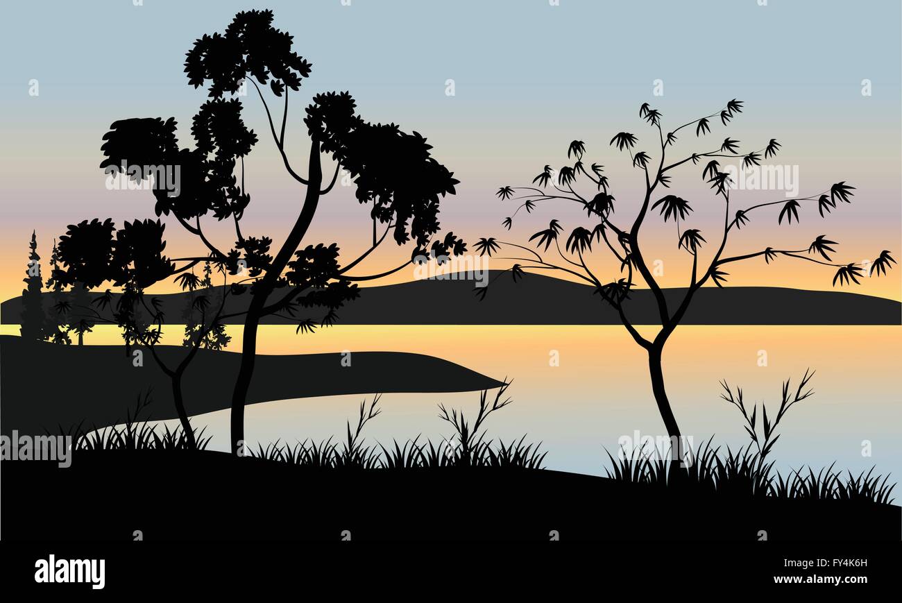 Beautiful scenery small lake Stock Vector Images - Alamy