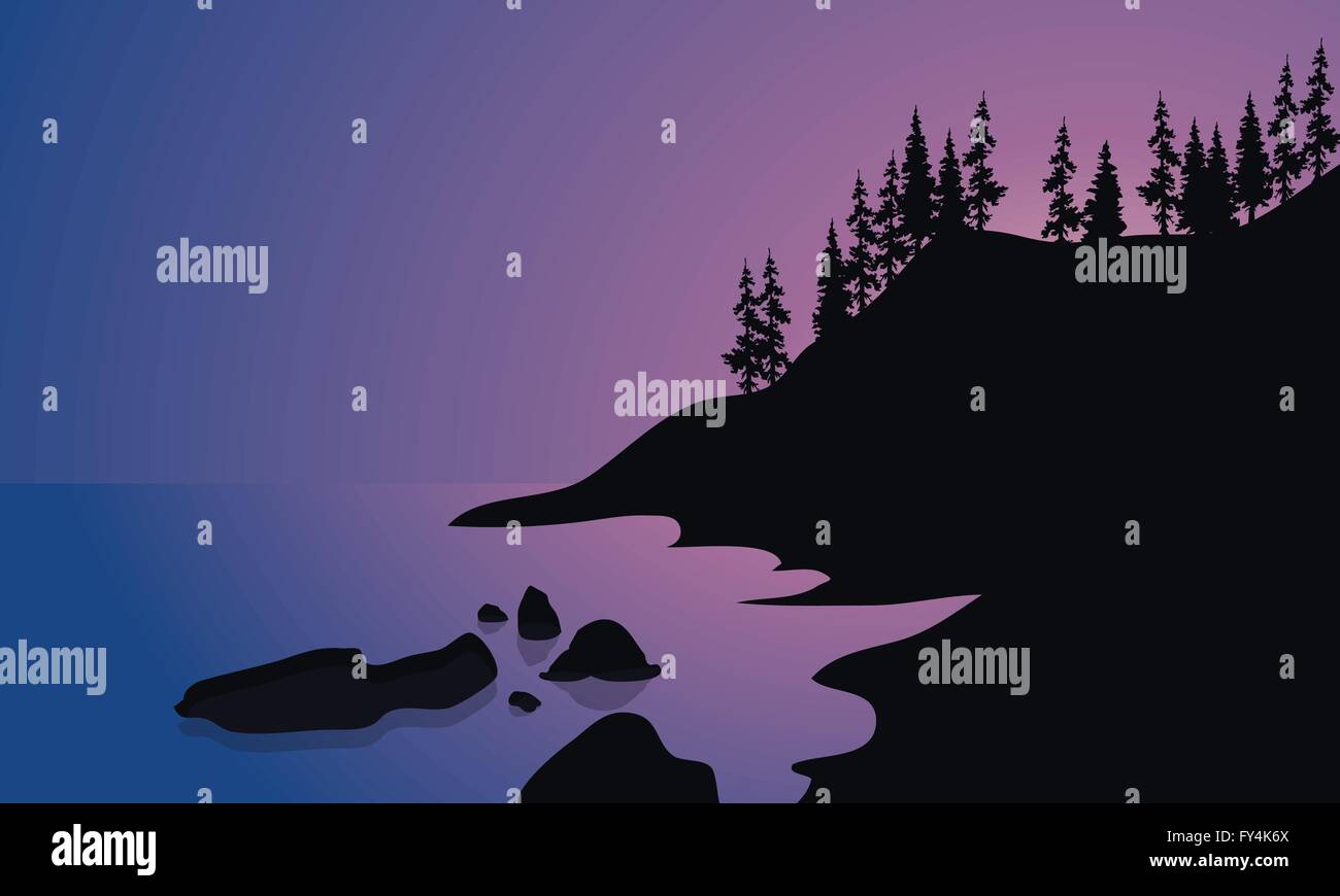 Ocean rocks sunrise Stock Vector Images - Alamy