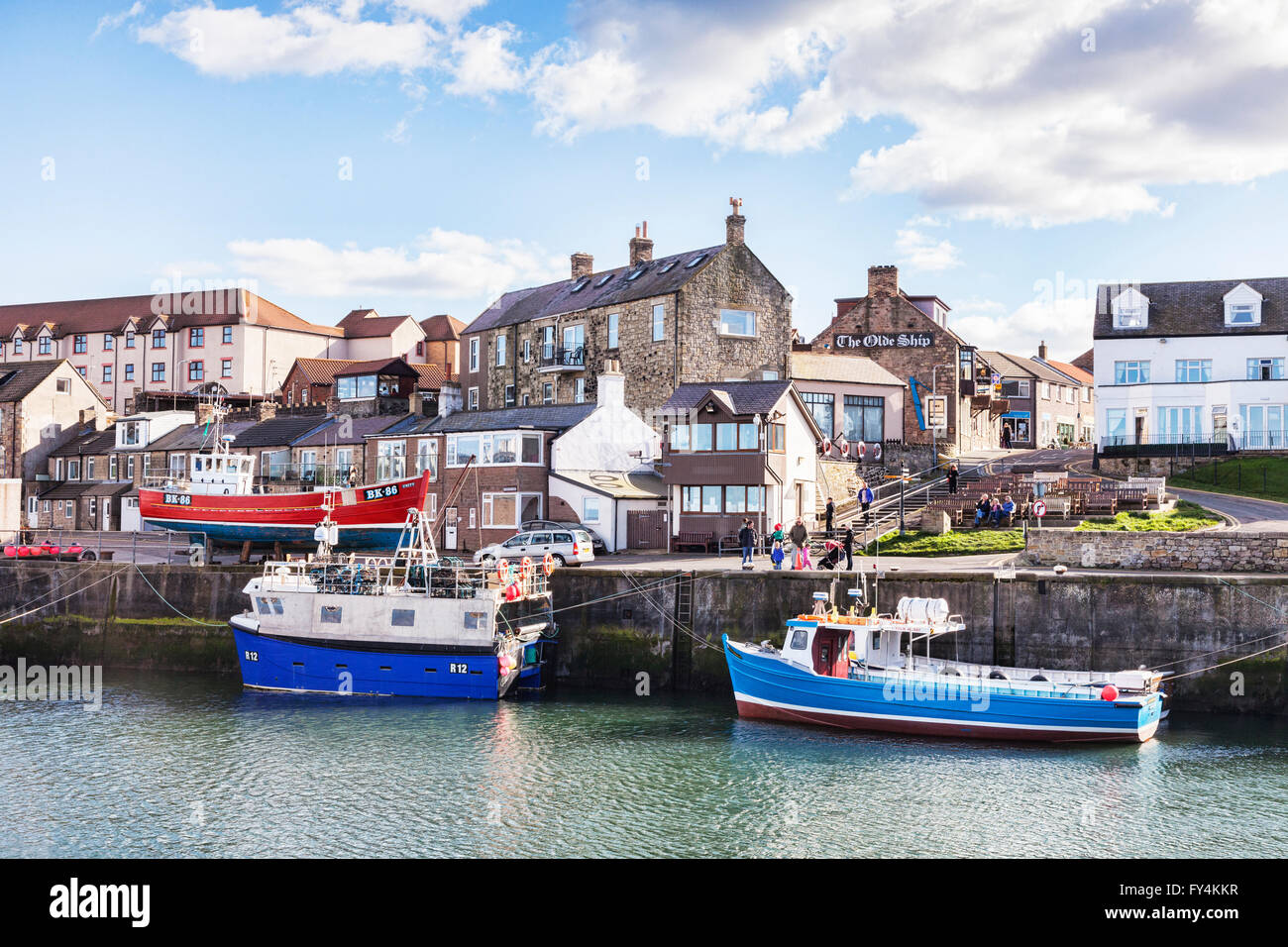 The Harbour and town at Seahouses, Northumberland, England, UK Stock ...