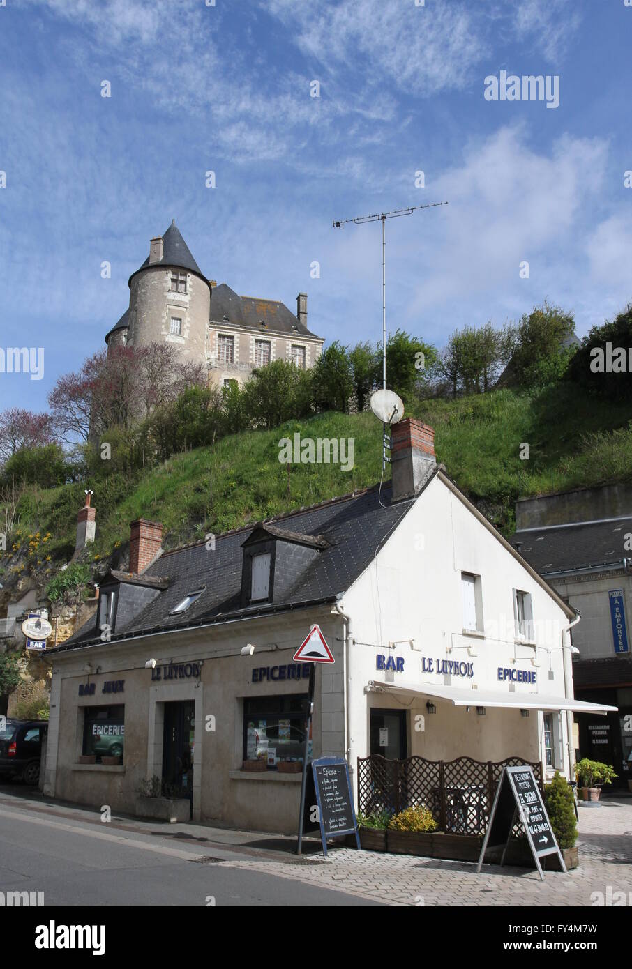 Luynes street scene with Chateau France April 2016 Stock Photo - Alamy