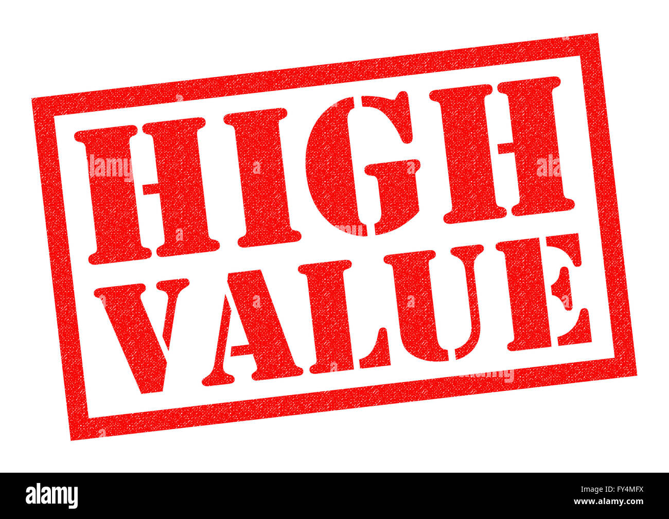 HIGH VALUE red Rubber Stamp over a white background Stock Photo - Alamy