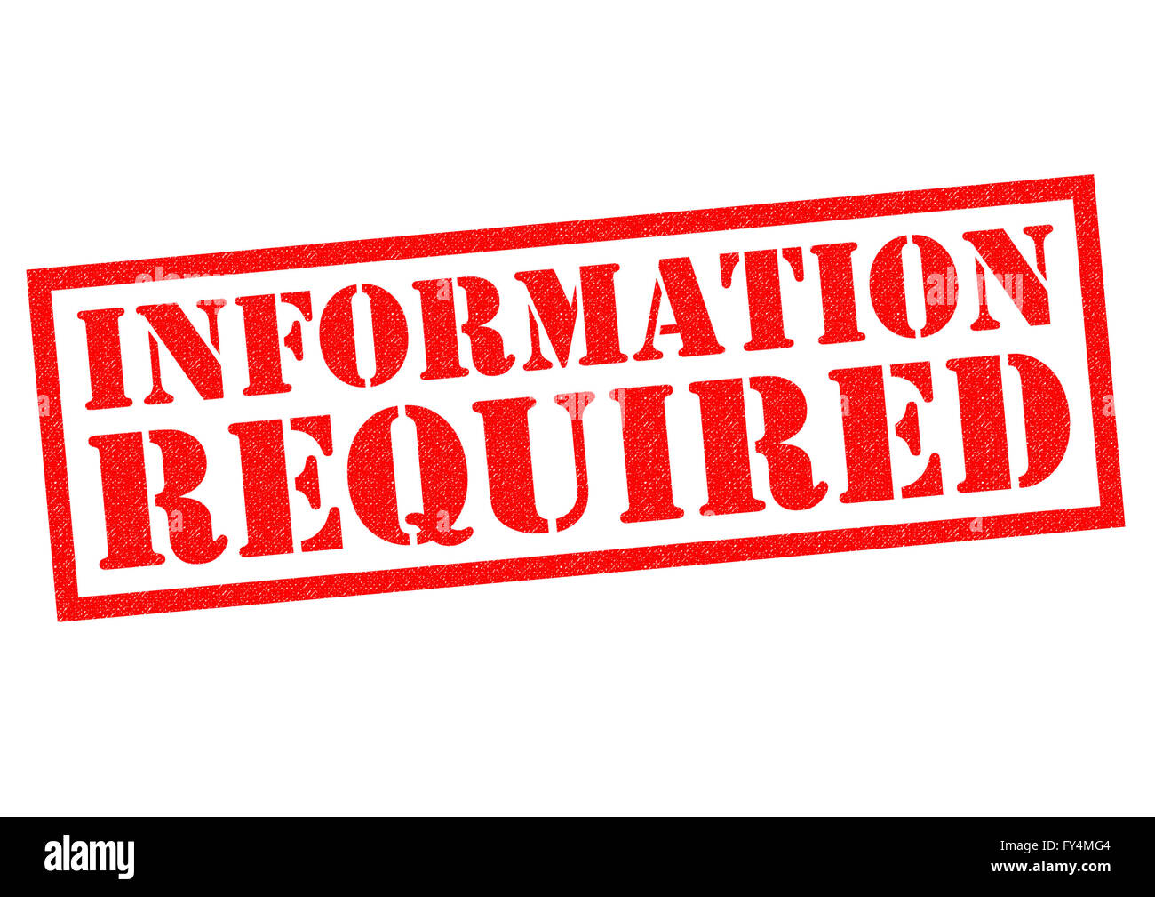 INFORMATION REQUIRED red Rubber Stamp over a white background Stock ...