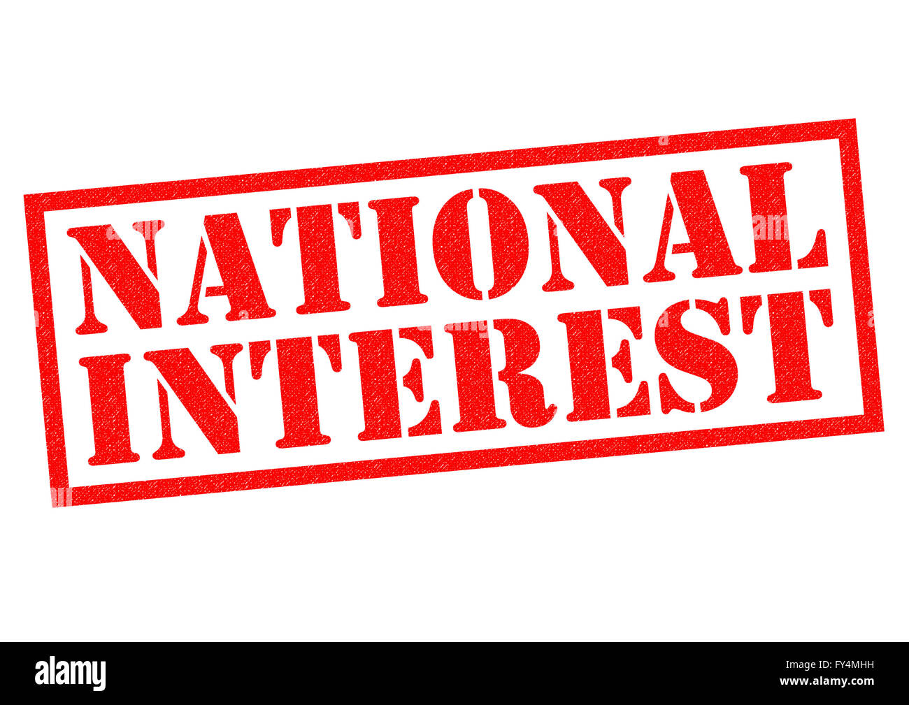 NATIONAL INTEREST red Rubber Stamp over a white background Stock Photo ...