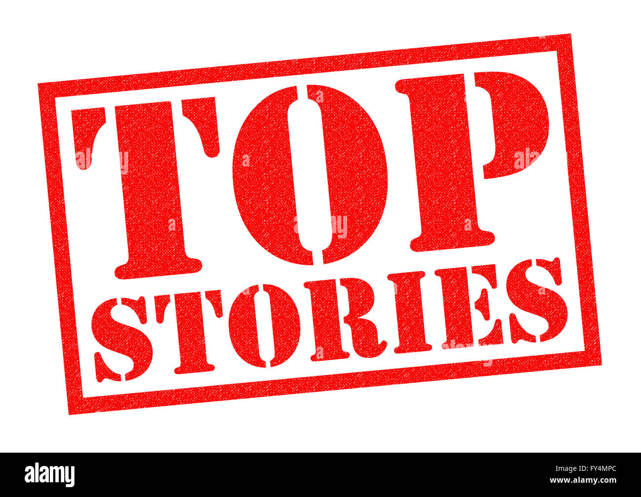 TOP STORIES red Rubber Stamp over a white background Stock Photo - Alamy