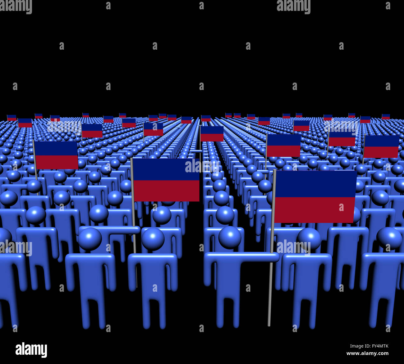 Crowd of abstract people with many Haiti flags illustration Stock Photo ...