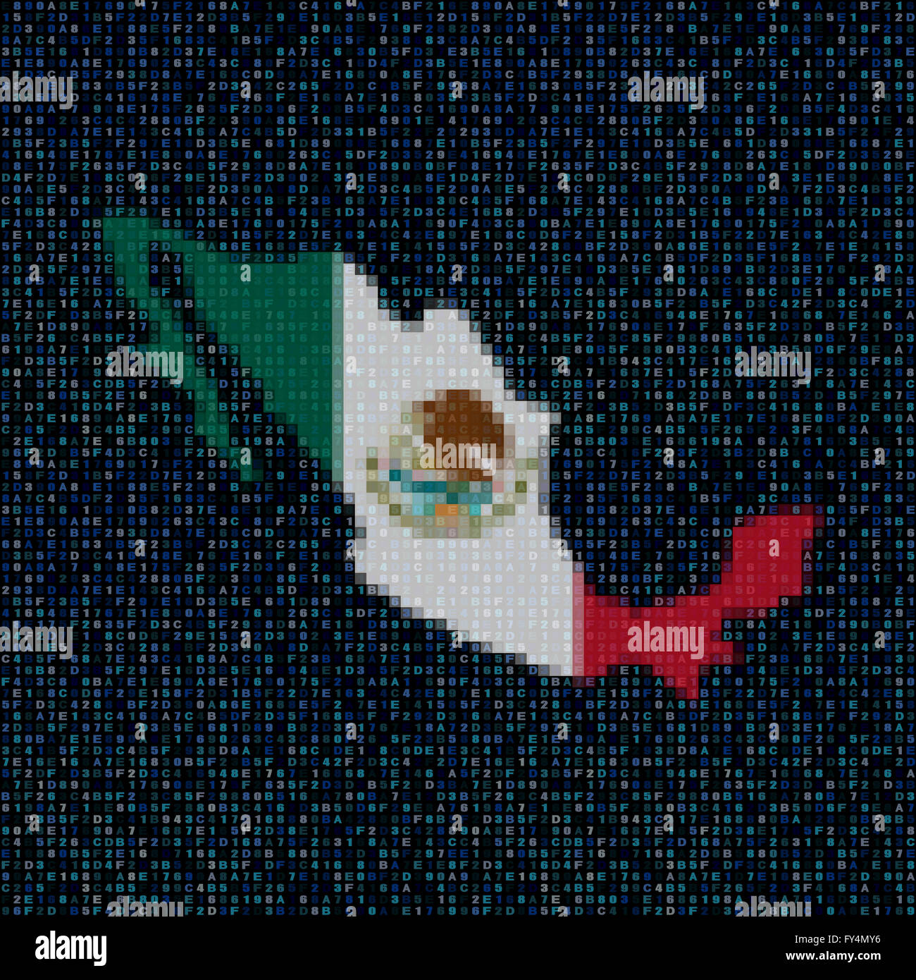 Mexico map flag on hex code illustration Stock Photo - Alamy