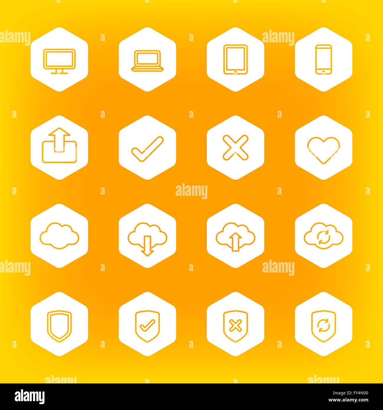 [JPEG] line web icon set on white hexagon for web, UI, infographic and ...