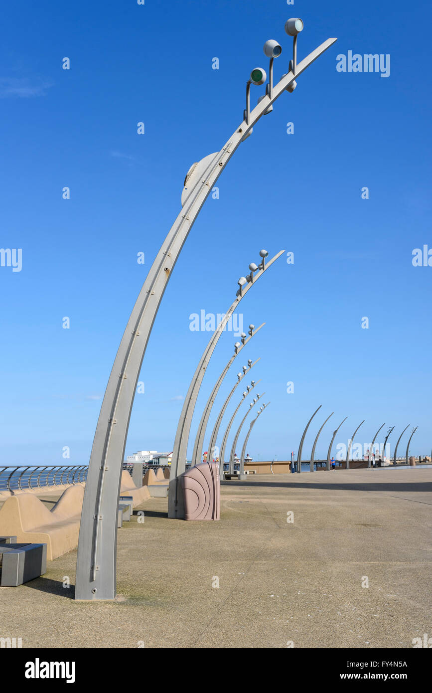 Modern lighting on the promenade in Blackpool, Lancashire, UK Stock ...