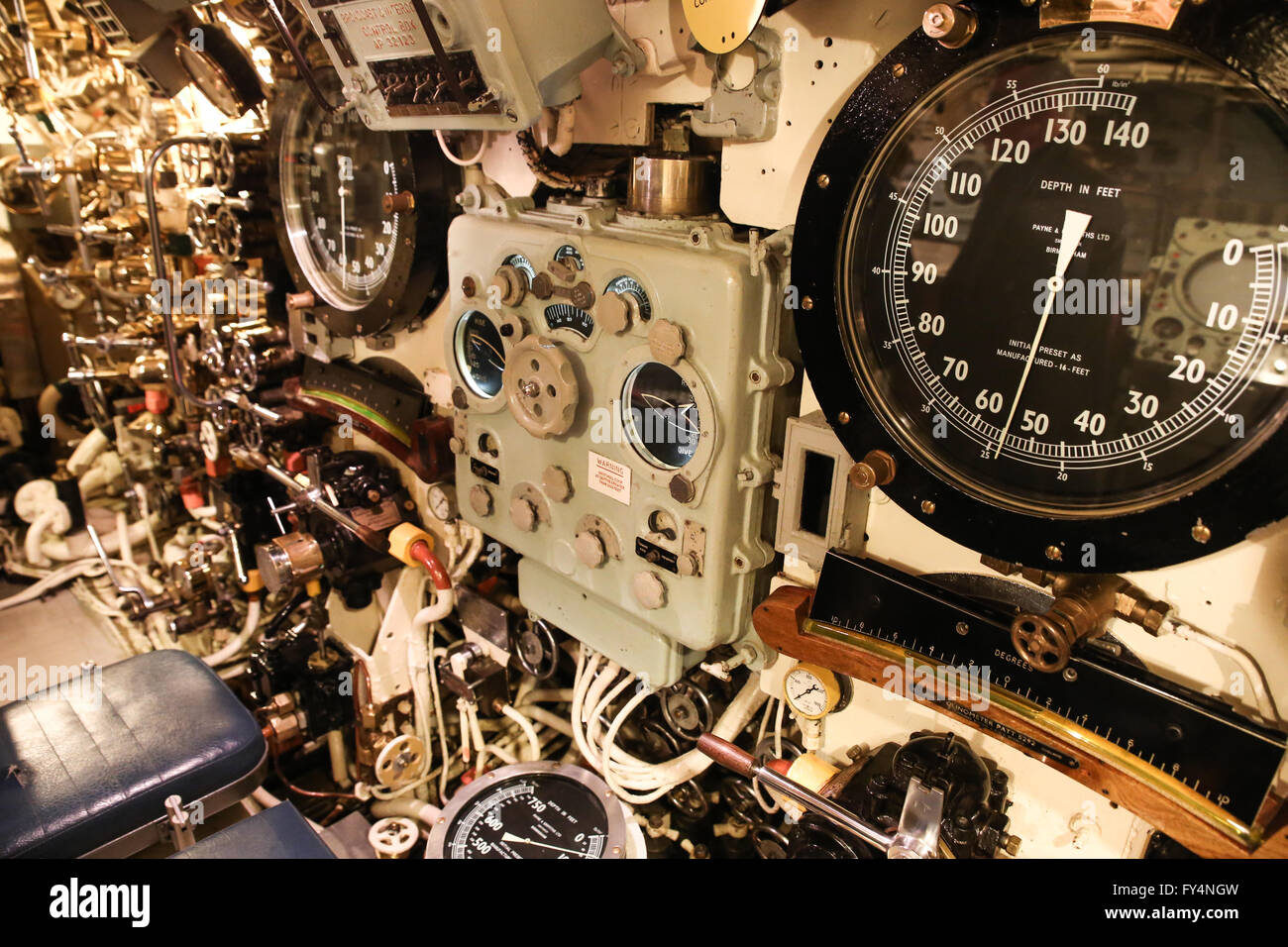 Submarine control wheels and gauges Stock Photo - Alamy
