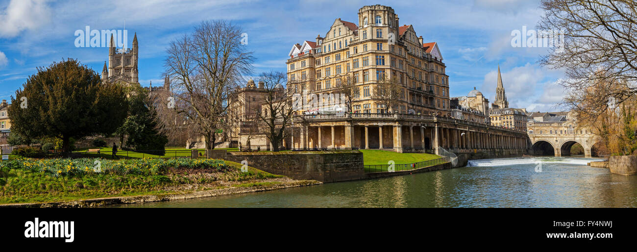 A panoramic view of Bath in Somerset, taking in sights including Bath ...