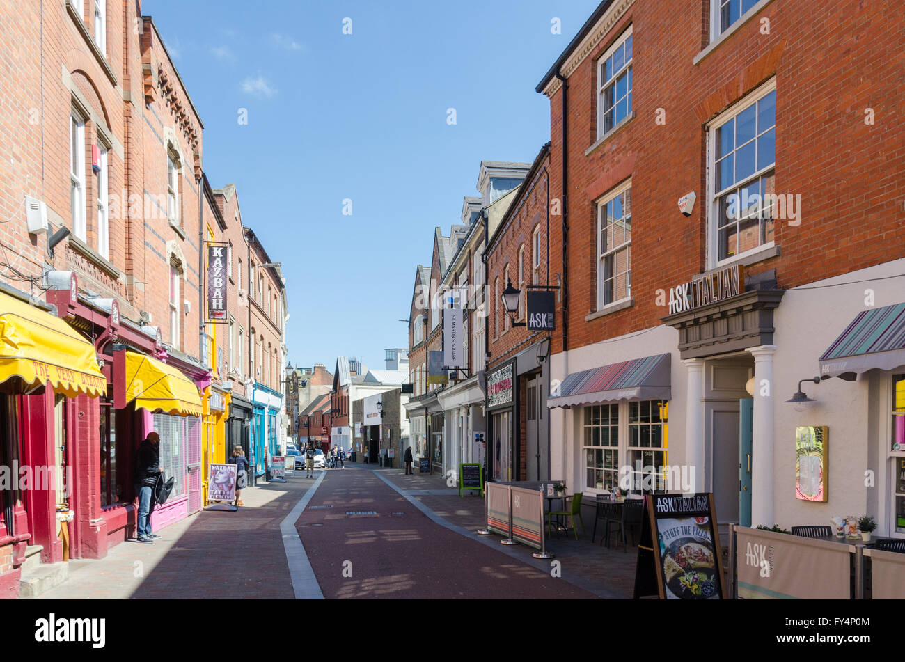 Shops and restaurants in Silver Street in the historic area of ...