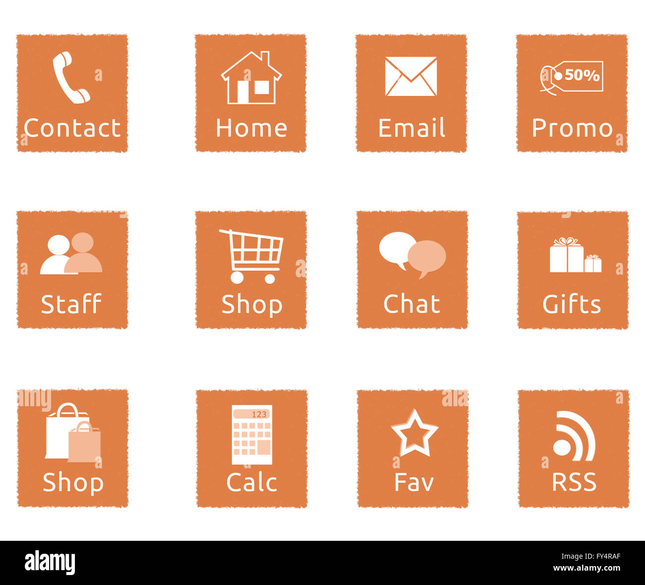 Set of icons for web in orange color Stock Photo - Alamy