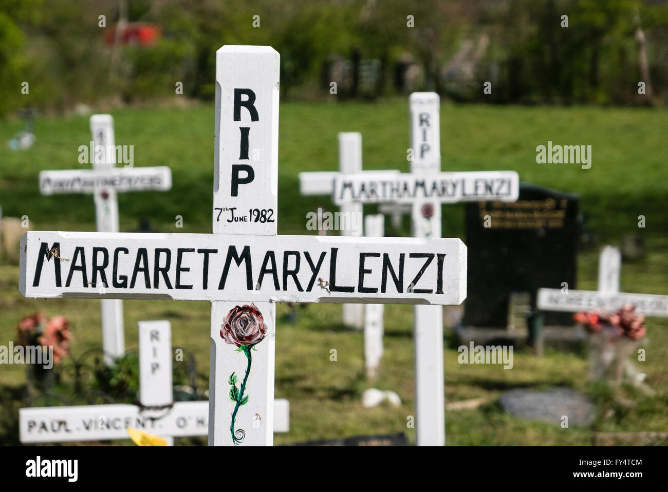 White crosses marking the graves of babies from local Irish Catholic ...
