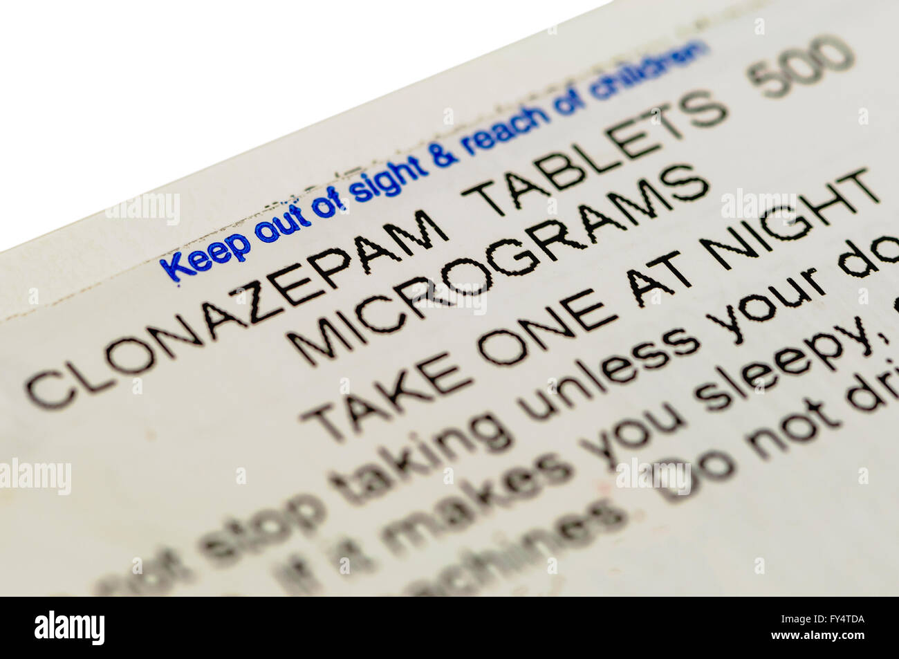 Box of Clonazepam tablets 500 micrograms for the treatment of sleep ...
