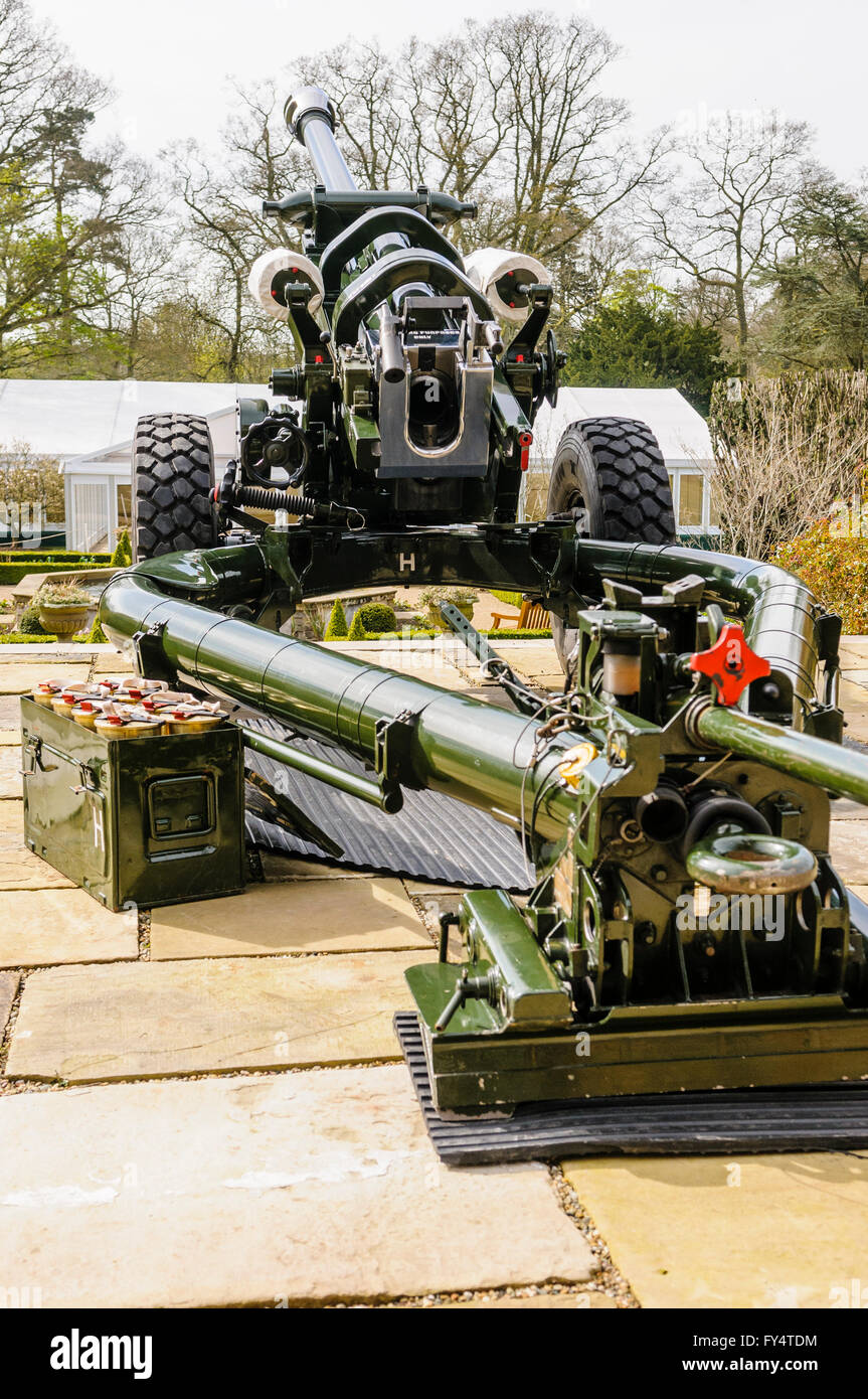 105mm Light Field Gun Howitzers from the Royal Artillery with an ...