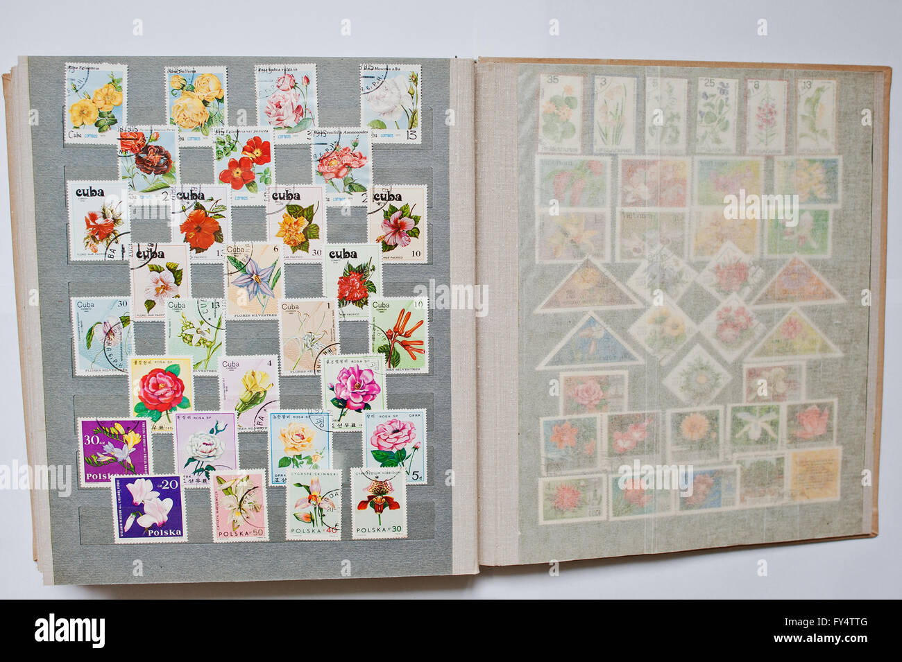 Collection of postage stamps in album from different countries and ...