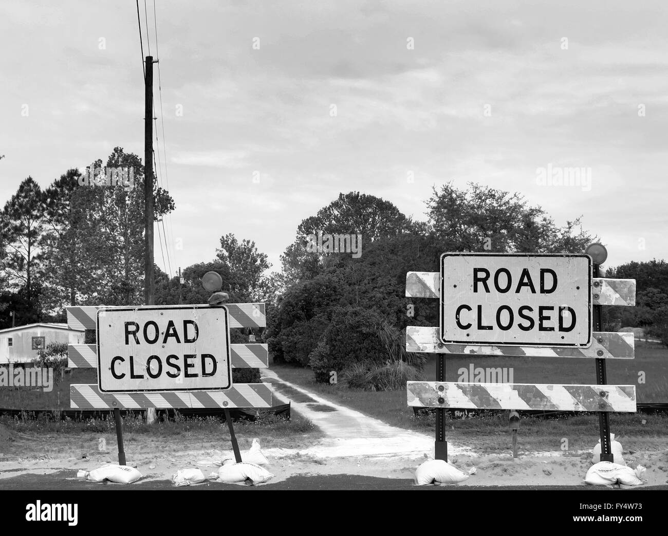 Highway road closed signs, April 2016 Stock Photo - Alamy