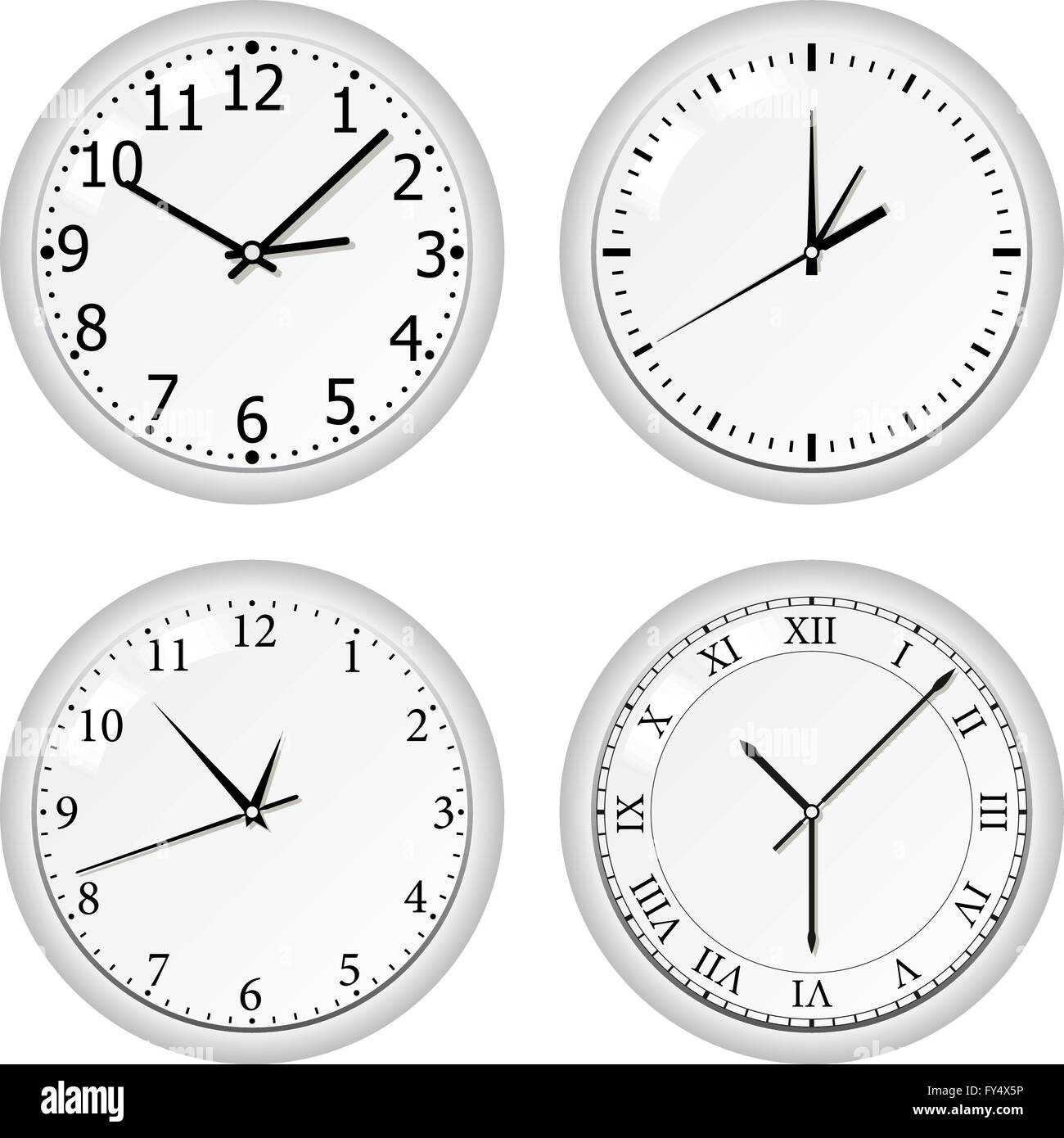 Vector grey wall clock on white background Stock Vector Image & Art - Alamy