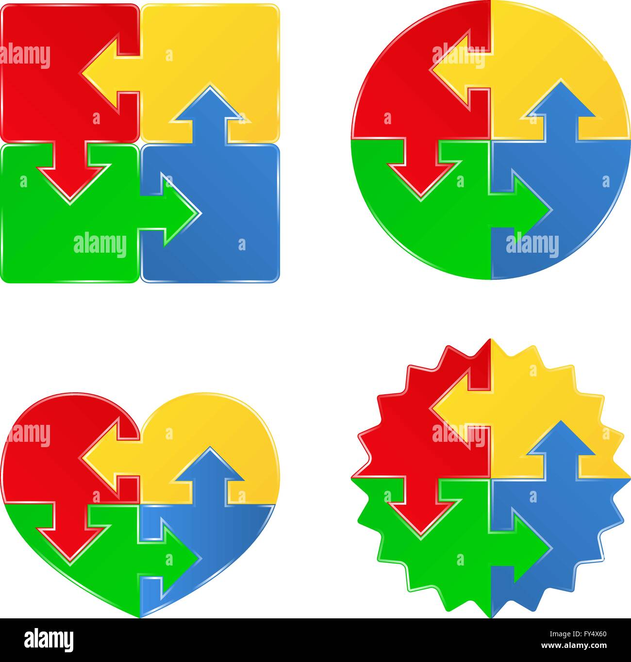 Vector puzzle shapes with arrows Stock Vector Image & Art - Alamy