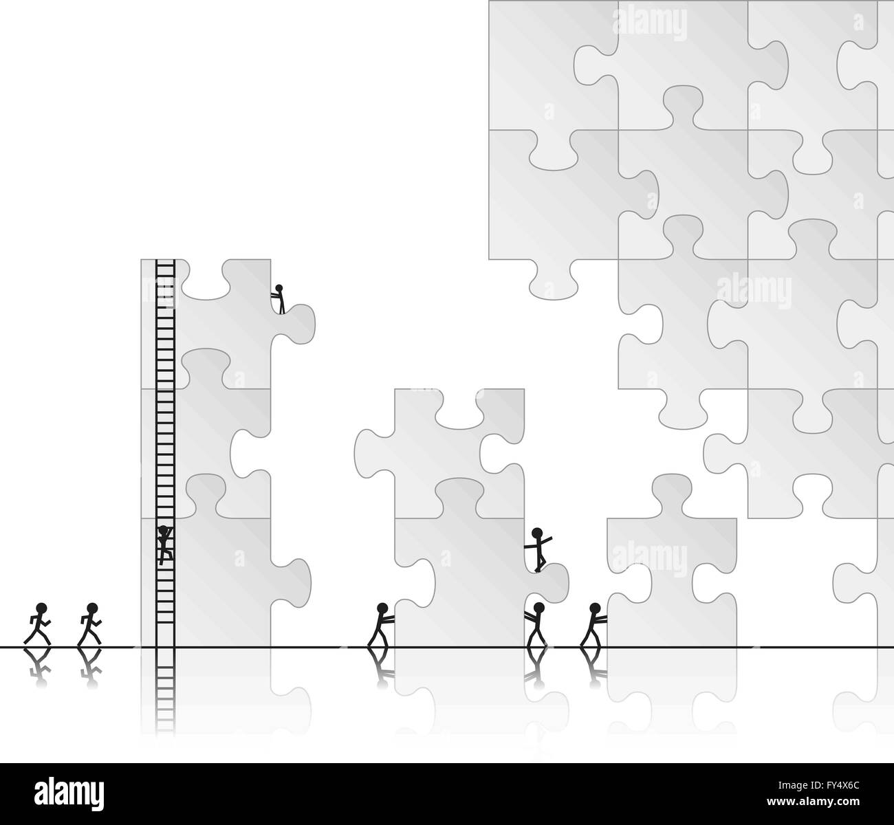 Team building a puzzle, vector illustration Stock Vector Image & Art ...