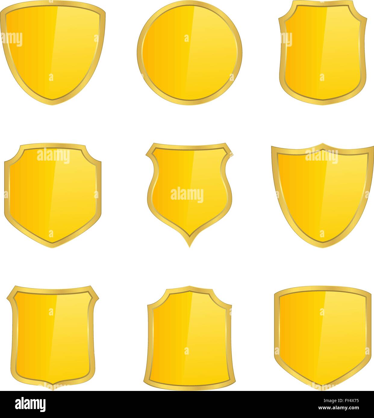 Vector set of golden shields Stock Vector Image & Art - Alamy
