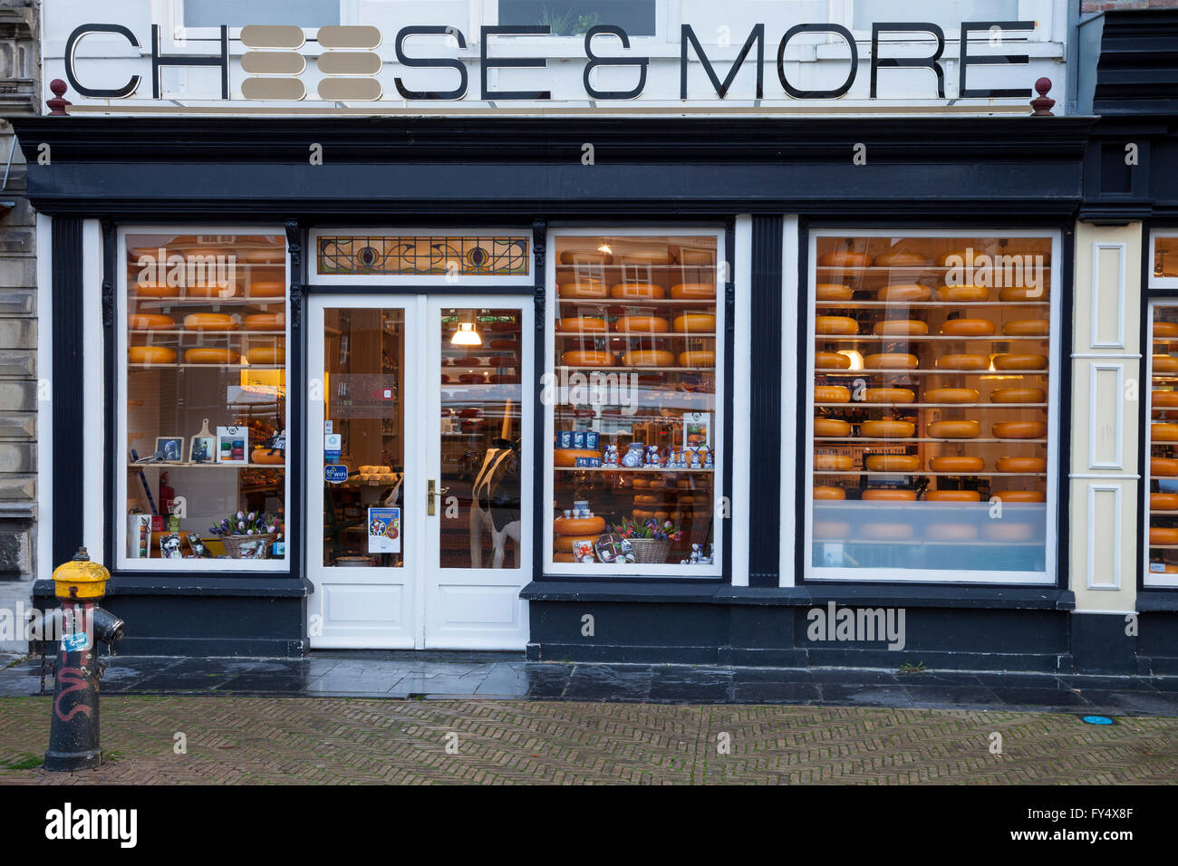 Cheese wheels in a shop, Delft, Holland, The Netherlands Stock Photo ...