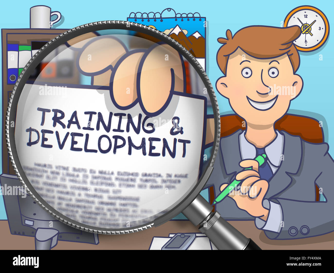 Training and Development through Magnifying Glass Stock Photo - Alamy