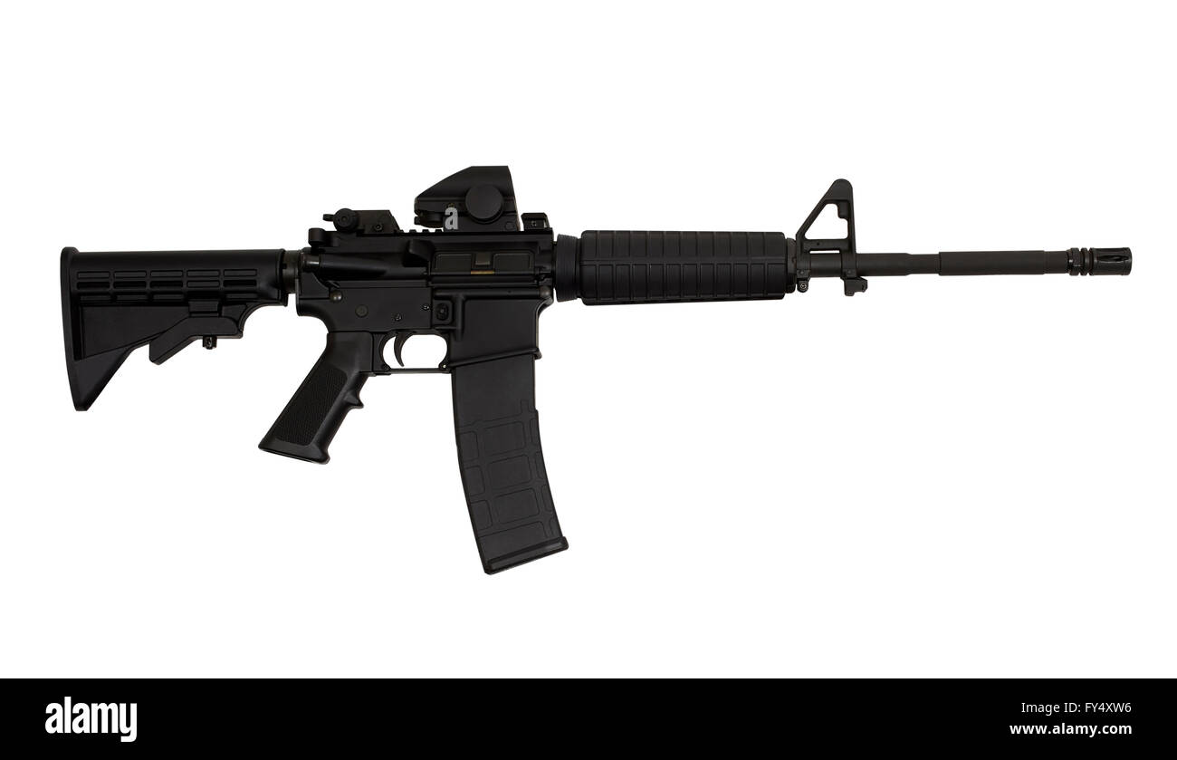 AR15 M4A1 Style Weapon USA Combat Automatic Rifle isolated on white ...
