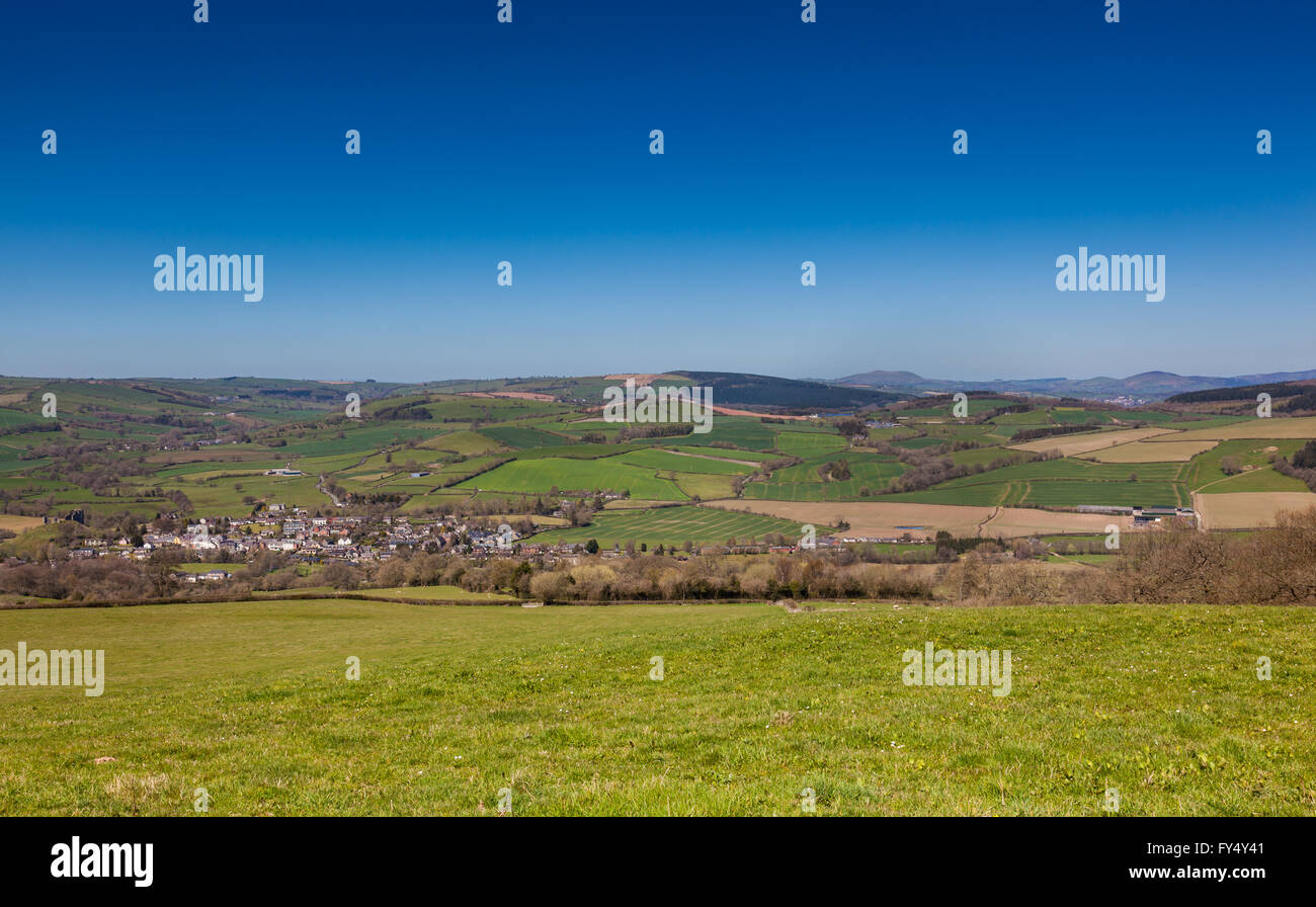 The village of Clun settled in the Clun Valley, Shropshire, England, UK ...