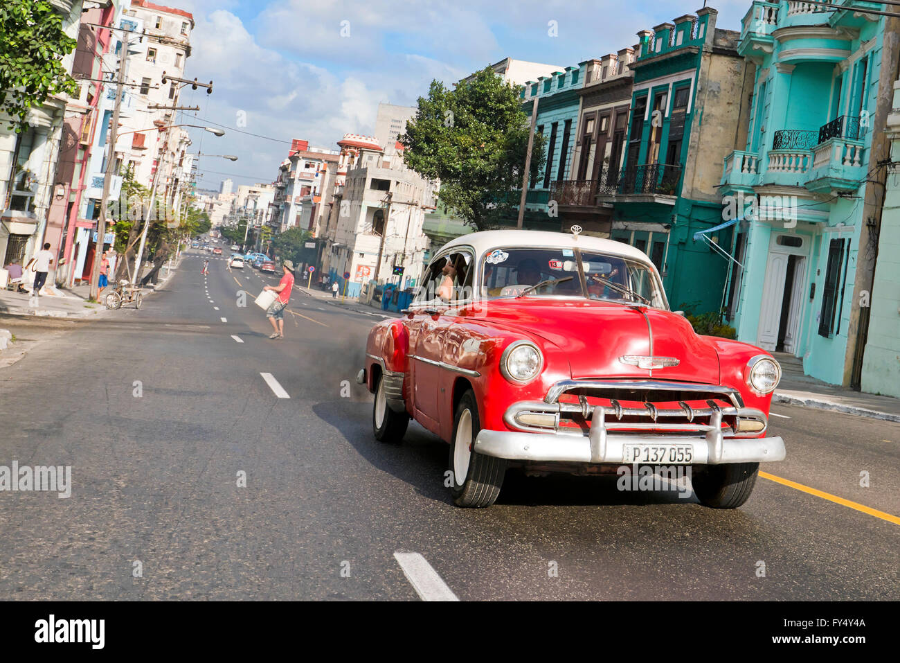 Horizontal street view in Havana, Cuba Stock Photo - Alamy