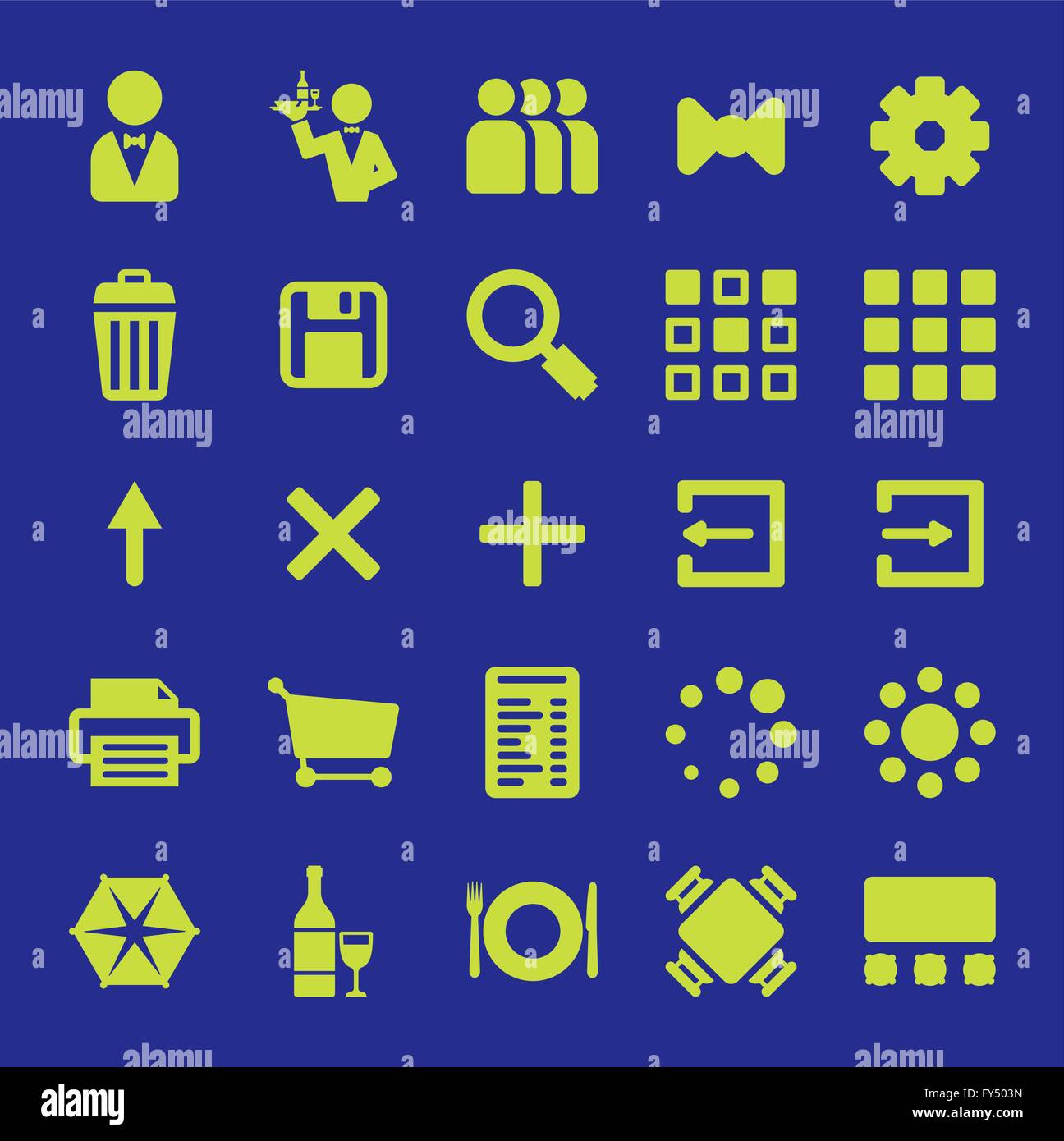 Restaurant mobile app vector icon design set. Collection of symbols ...